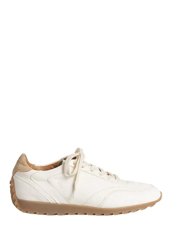 Eleventy Grained Deerskin And Suede Accent Sneakers - Beige
