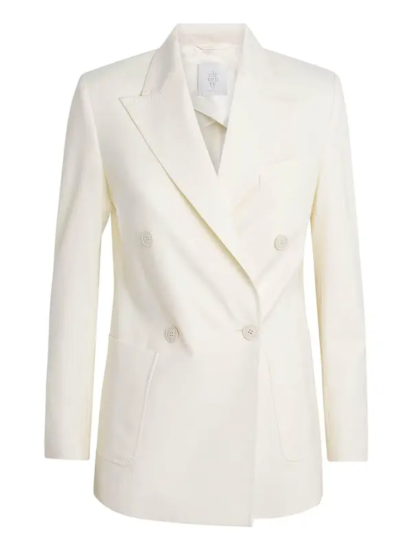 Eleventy Wool-blend Double-breasted Blazer - Ivory