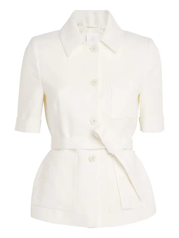 Eleventy Linen Single-breasted Shirt Jacket - White