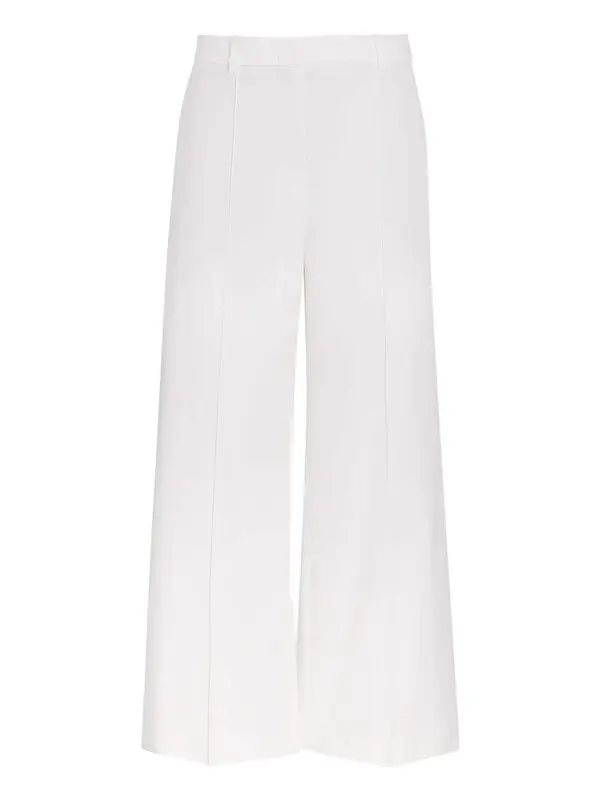 Eleventy Cropped Wide-leg Stretch-cotton Trousers - White
