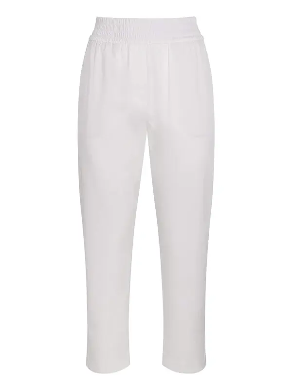 Eleventy Elasticated Waist Straight Leg Cropped Trousers - White