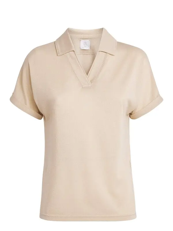 Eleventy Metallic Thread Polo Shirt - Beige