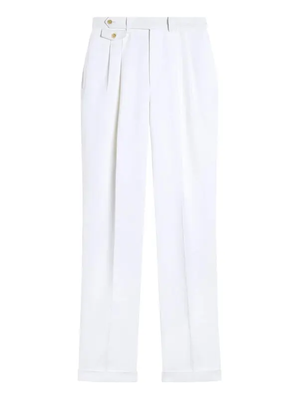 Dunhill Linen Double-pleated Formal Trousers - Ivory