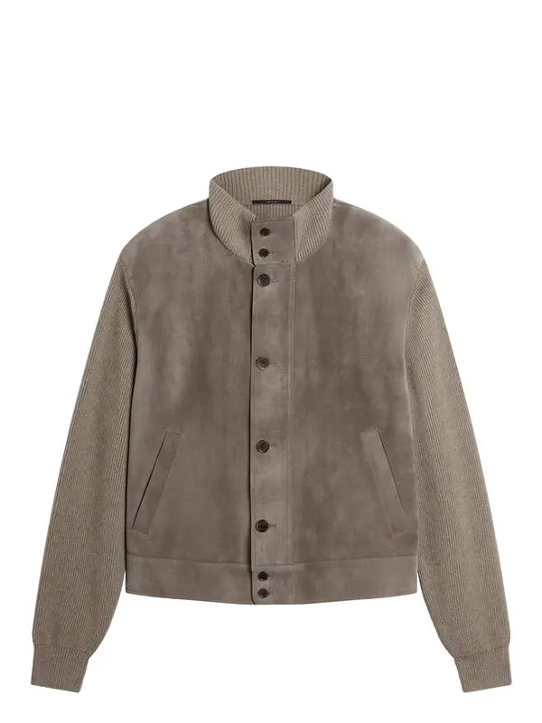 Dunhill Cashmere And Leather Bomber Jacket - Neutral