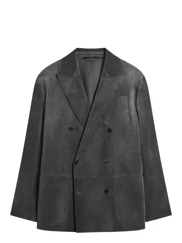 Dunhill Leather Double-breasted Jacket - Neutral