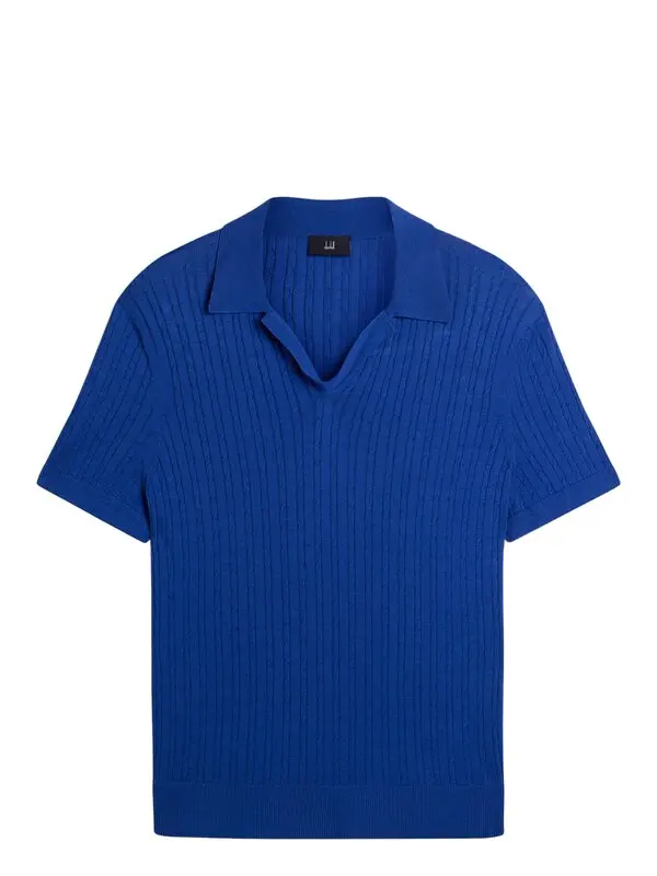 Dunhill Cotton-mulberry Silk Polo Shirt - Blue