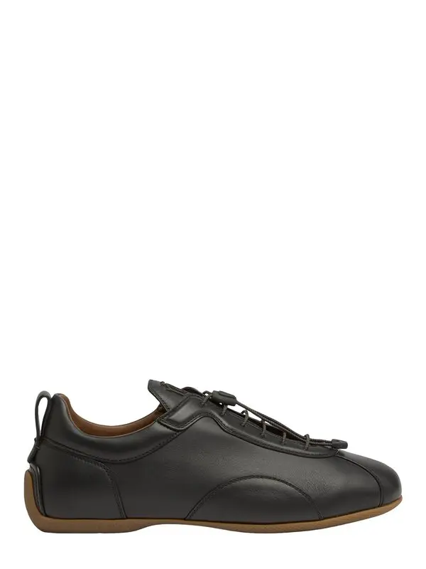 Dunhill Leather Davies Automotive Lace-up Sneakers - Black