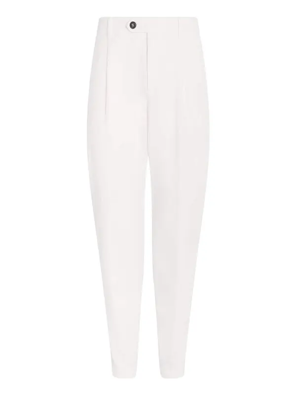 Eleventy Stretch Cotton Relaxed Fit Trousers - White