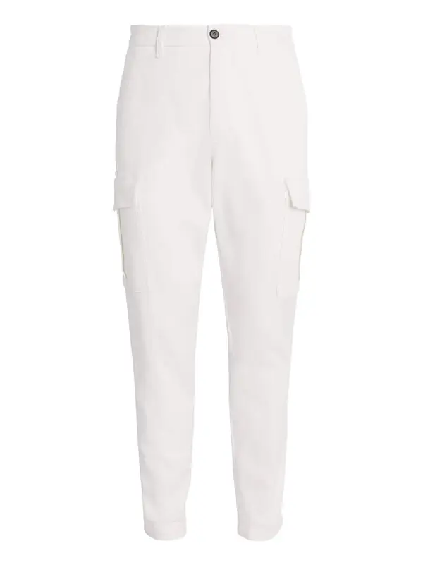 Eleventy Stretch Cotton Cargo Trousers - White