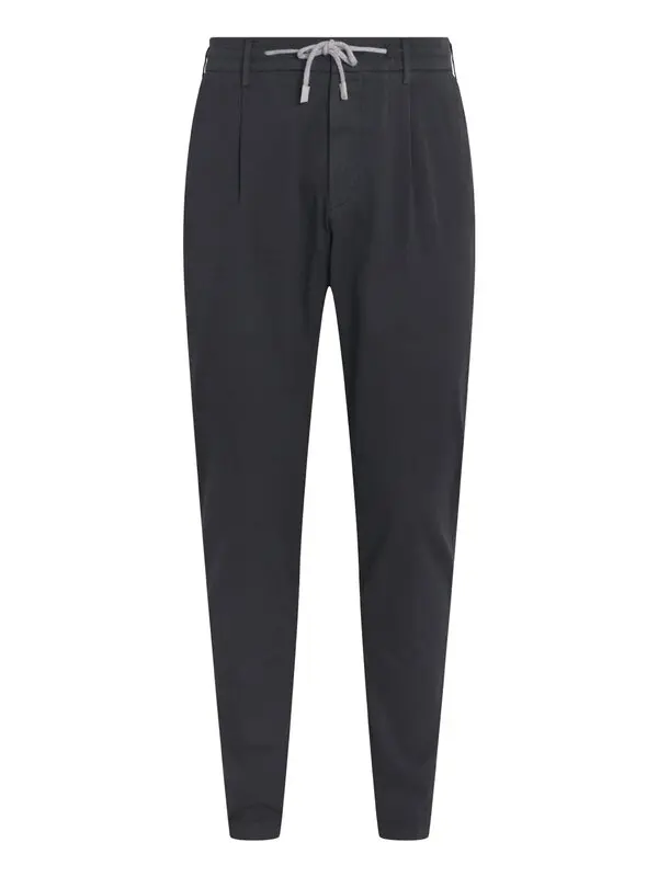 Eleventy Cotton-silk Chinos With Drawstring Waist - Black