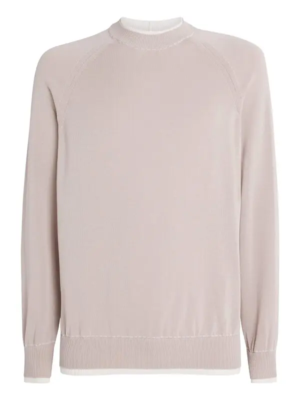 Eleventy Cotton Sweater With Contrasting Trim - Beige