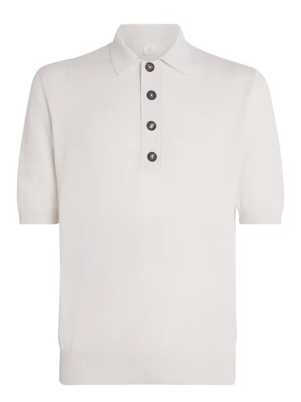 Eleventy Cotton-cashmere Polo Shirt - White