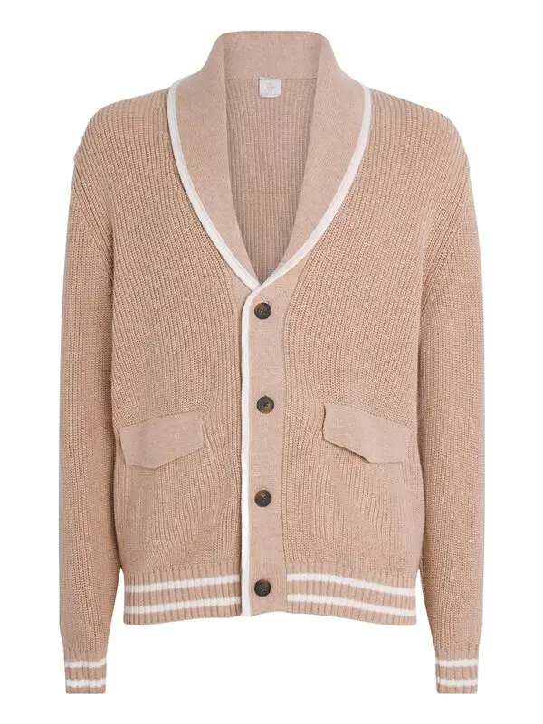 Eleventy Cotton Shawl Collar Cardigan - Beige