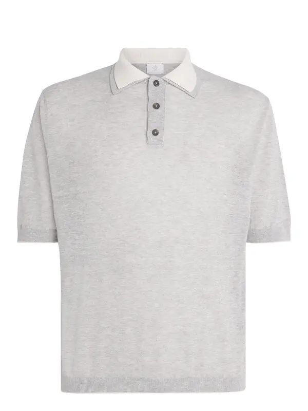 Eleventy Linen-cotton-cashmere-silk Polo Shirt - Grey