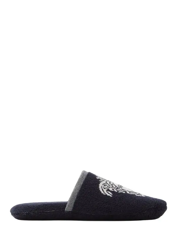 Versace Medusa Cotton Terry Slippers - Blue