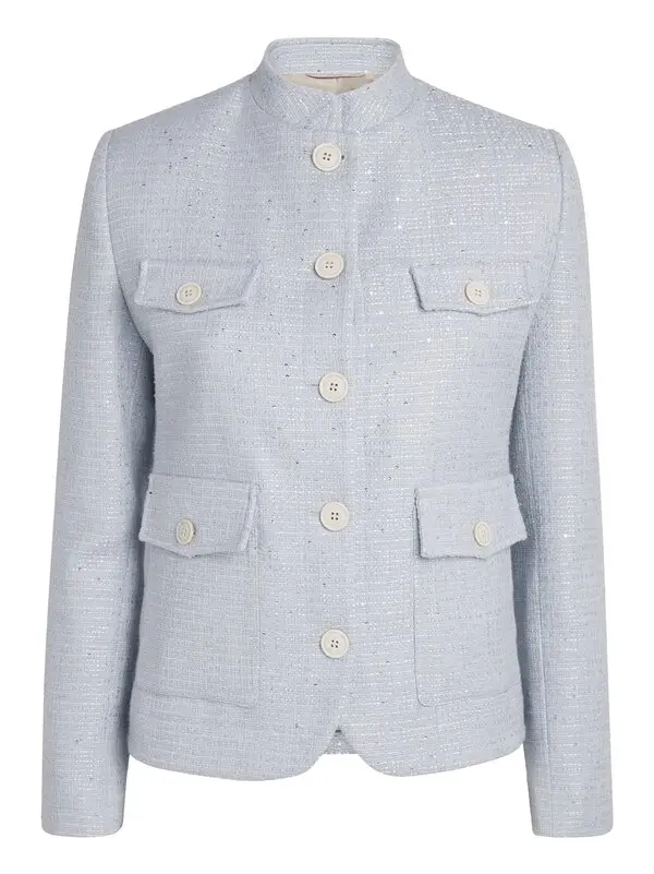 Eleventy Bouclé Tweed Jacket With Sequins - Blue