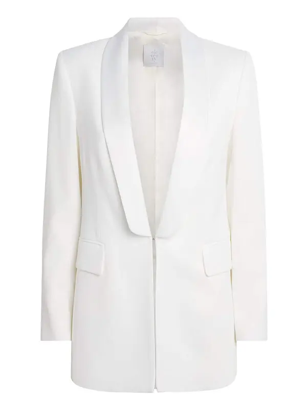 Eleventy Twill Tuxedo Jacket With Shawl Lapel - White