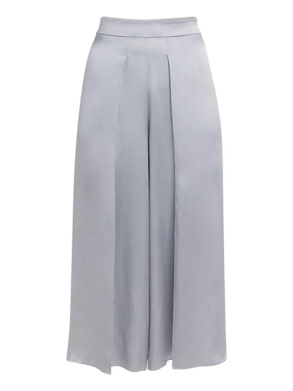 Eleventy Cropped Silk Pleated Trousers - Blue