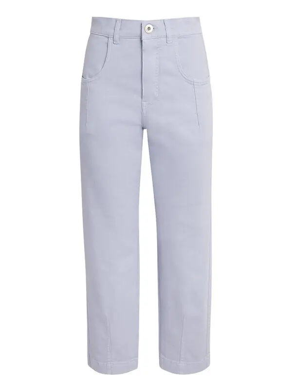 Eleventy Front-pleat Garment-dyed Cotton Blend Jeans - Blue
