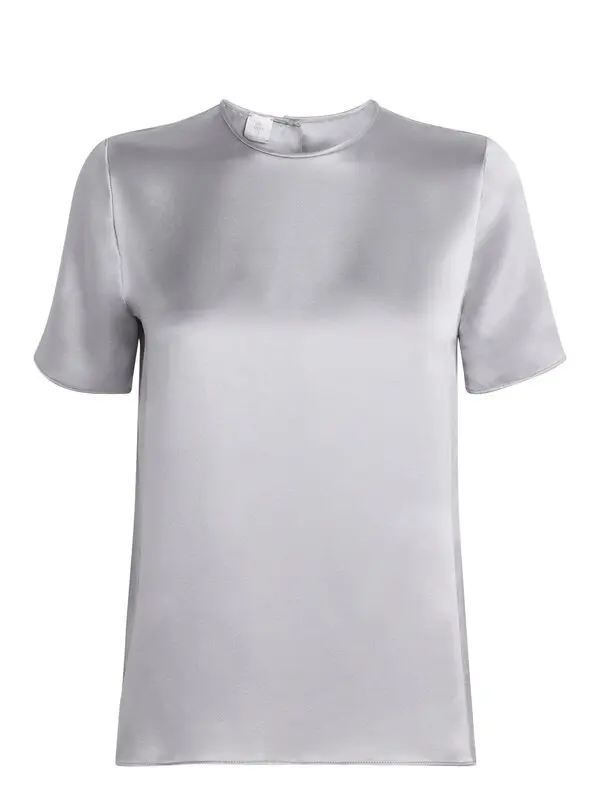 Eleventy Silk Satin Crew Neck T-shirt - Blue