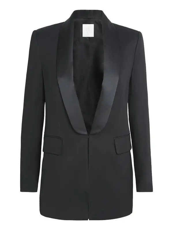 Eleventy Twill Tuxedo Jacket With Shawl Lapels - Black