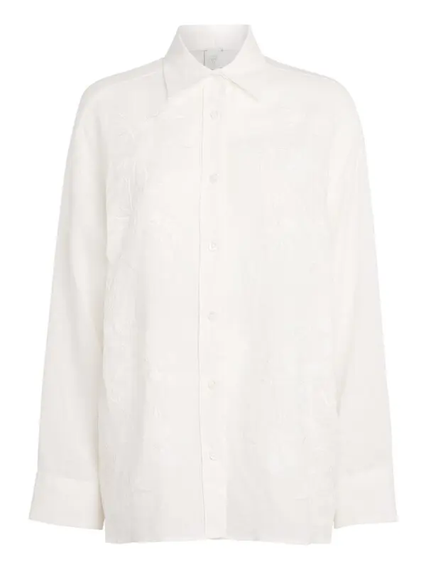 Eleventy Linen Embroidered Shirt - White