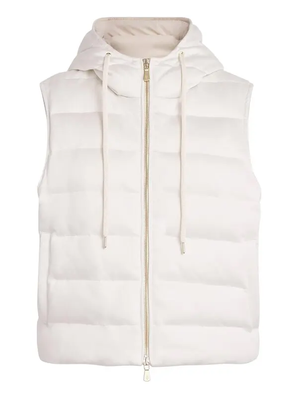 Eleventy Cotton-blend Hooded Padded Gilet - Ivory