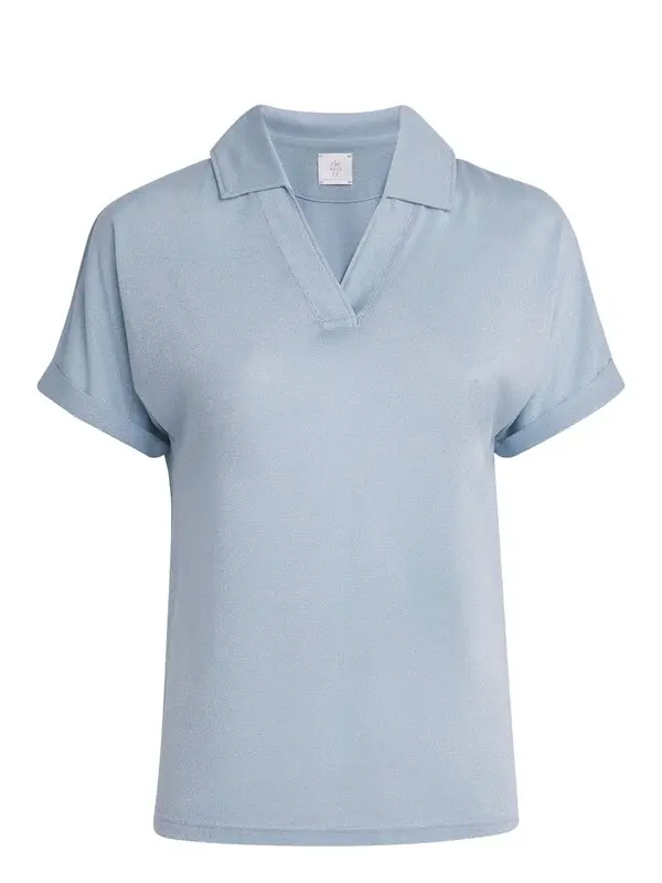 Eleventy Metallic Collared Blouse - Blue