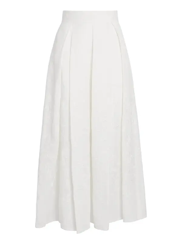 Eleventy Embroidered Linen Maxi Skirt - White