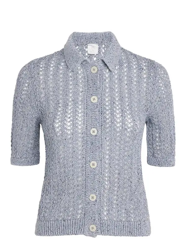 Eleventy Short Sleeve Knit Cardigan - Blue