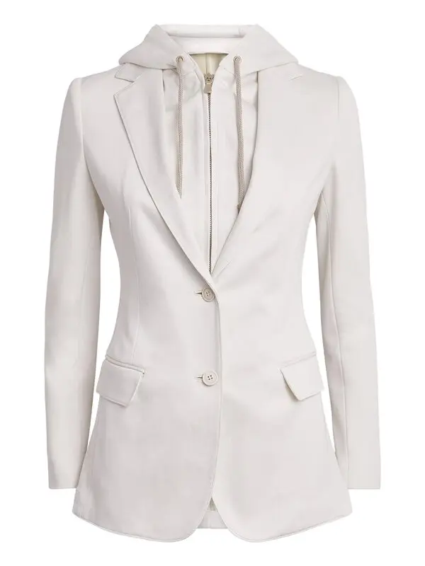 Eleventy Cotton-blend Hooded Blazer - Ivory