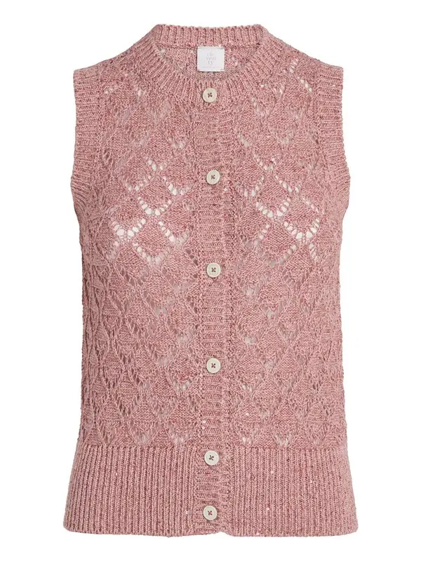 Eleventy Cotton-linen Blend Sequinned Cardigan - Burgundy