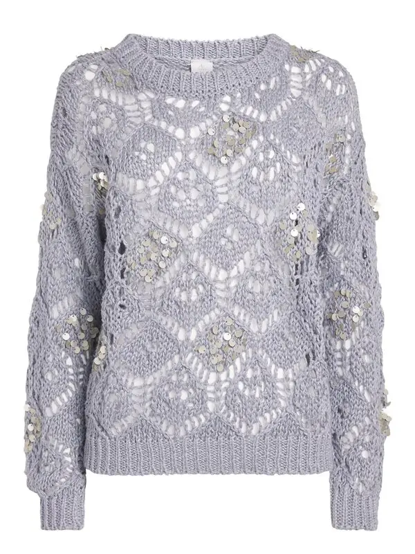 Eleventy Linen Sequin-embellished Sweater - Blue