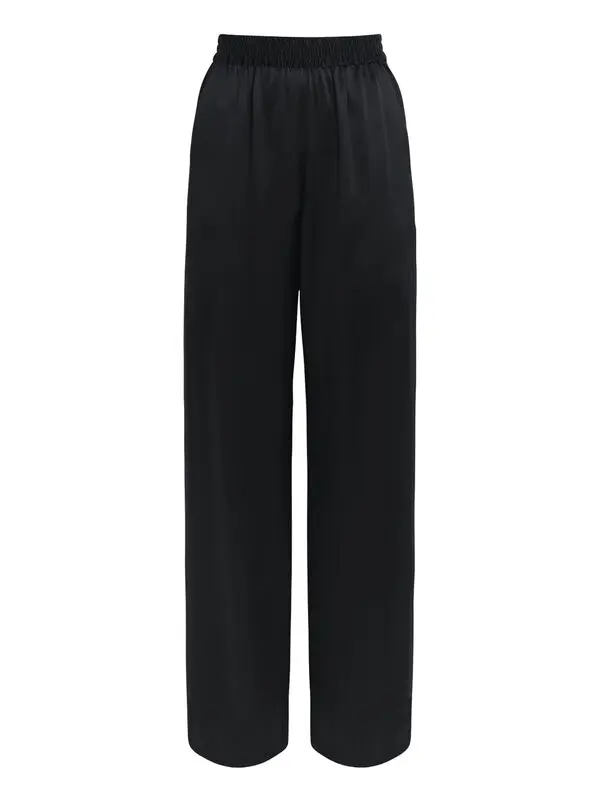 Eleventy Silk Wide-leg Palazzo Trousers - Black