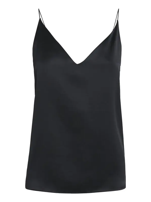 Eleventy Silk V-neck Cami Top - Black