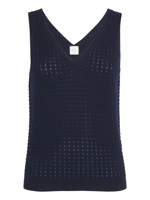 Eleventy Wool V-neck Tank Top - Blue