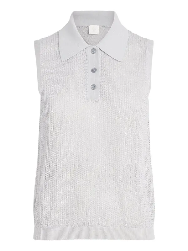 Eleventy Sleeveless Cotton Knitted Polo Shirt - Blue