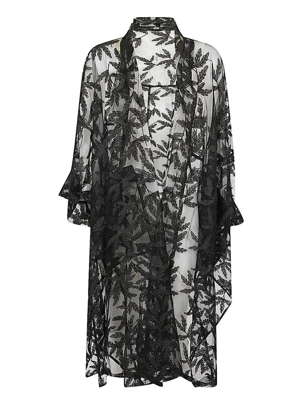MOYURU Embroidered Long Jacket - Black