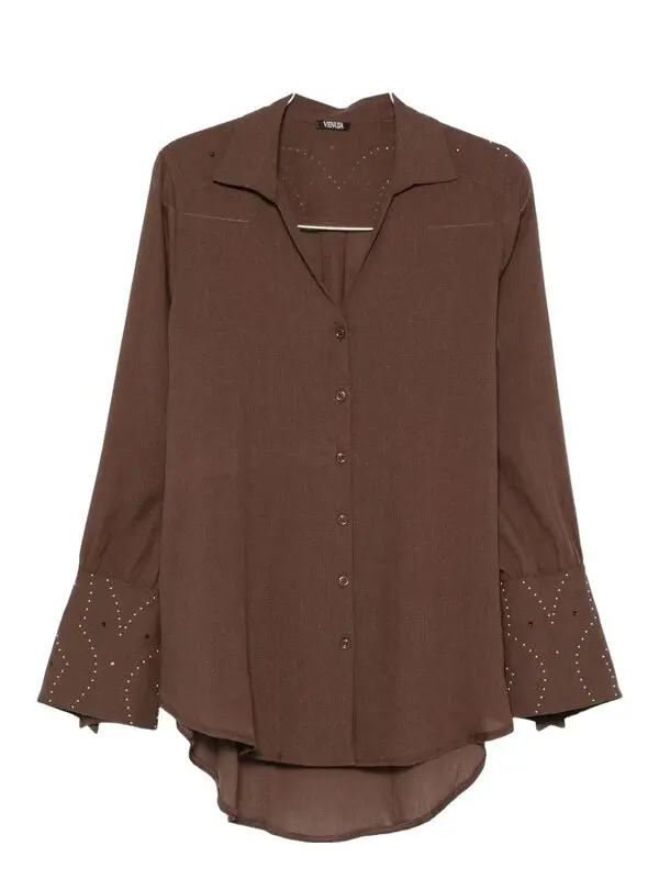 VENUJA Embellished Oversized Shirt - Brown