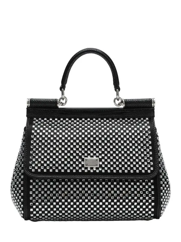 Dolce & Gabbana Sicily Small Top-handle Bag With Crystals - Black