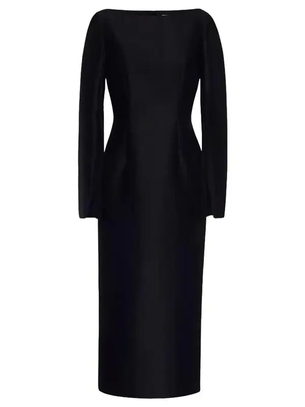 Adam Lippes Talitha Long-sleeve Midi Dress - Black