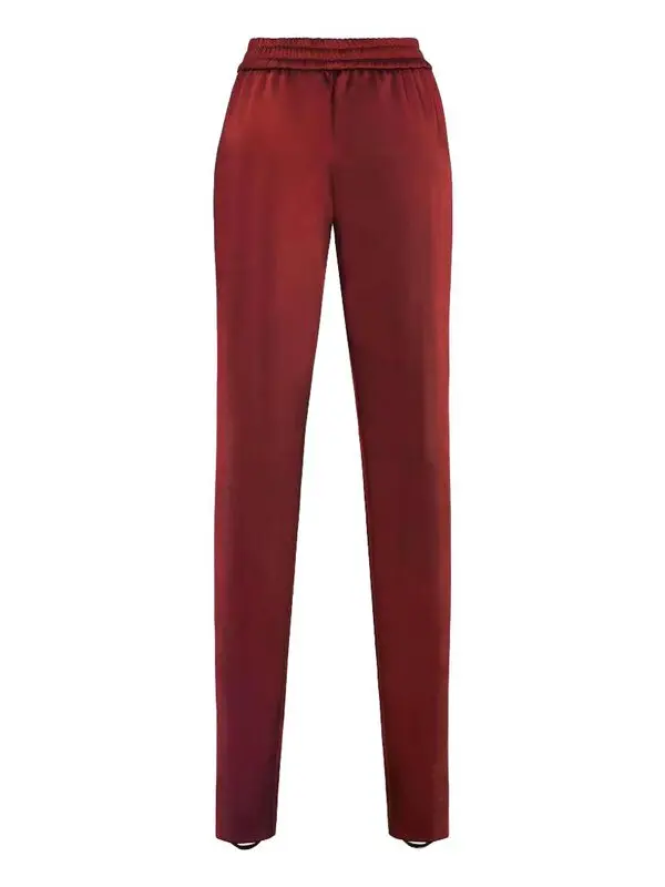 Adam Lippes Oxblood Satin Track Pants - Red