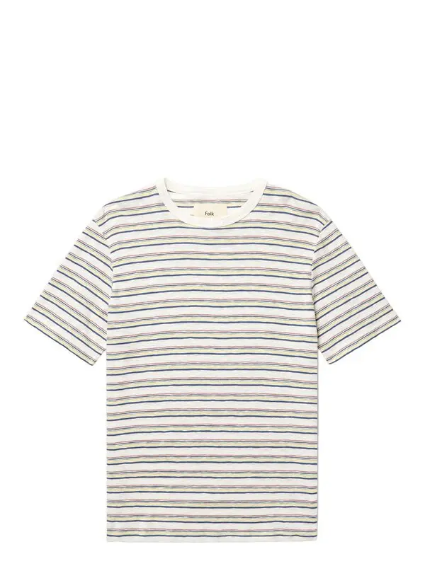 Folk Striped Organic Cotton-jersey T-shirt - Neutrals