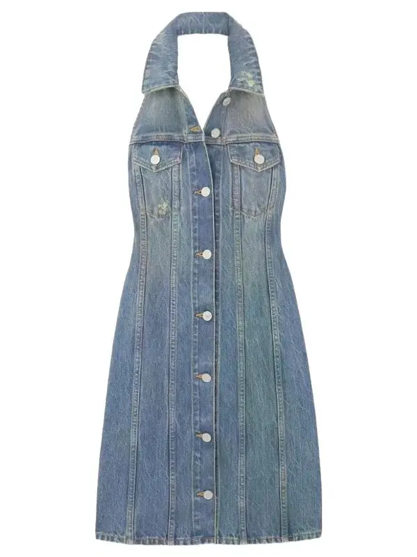 Givenchy Denim Halterneck Dress - Blue