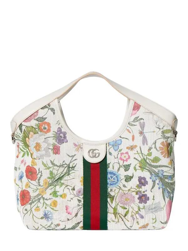 Gucci Giglio Small Tote Bag In Fabric - Beige