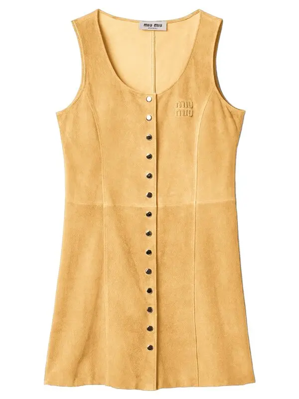 Miu Miu Waxed Suede Dress - Soy Green