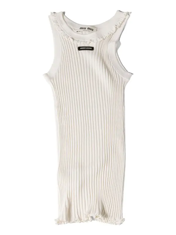 Miu Miu Sleeveless Knit Tank Top - White