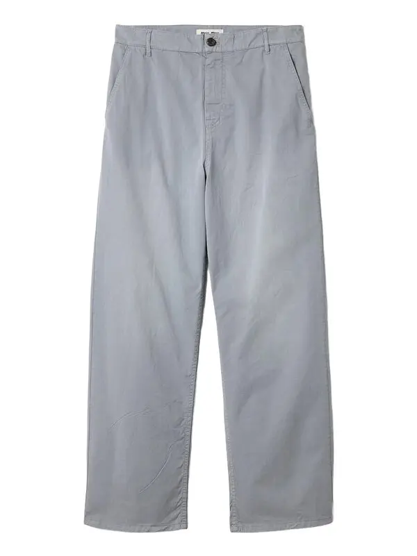 Miu Miu Garment-dyed Twill Straight Leg Pants - Steel Gray
