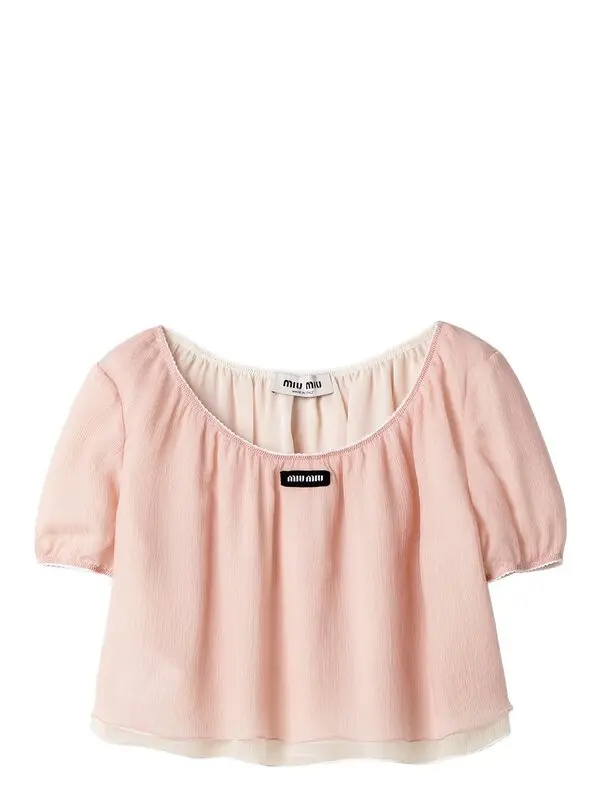 Miu Miu Cropped Chiffon Top - Pink