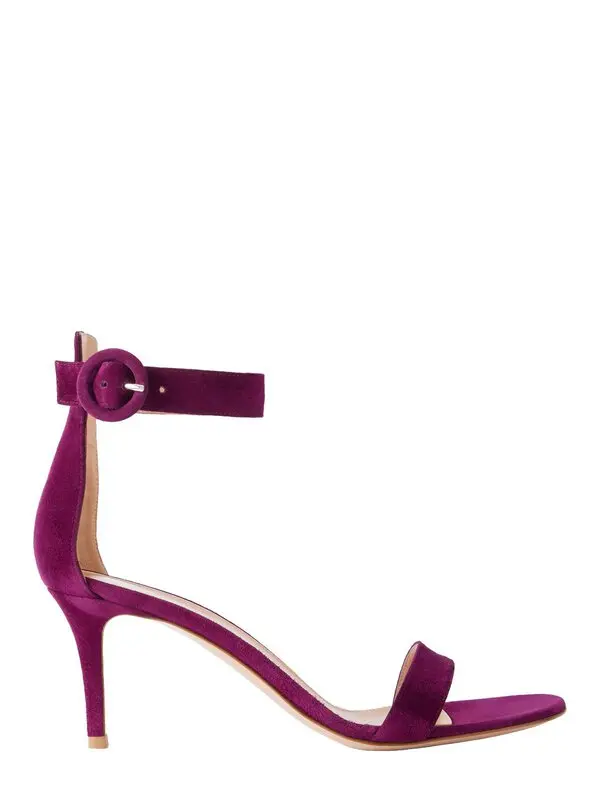 GIANVITO ROSSI Portofino 70 Suede Sandals - Purple